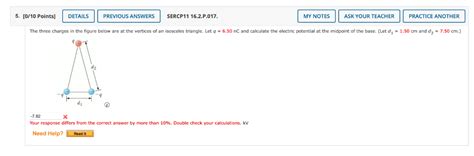 Solved 5 [0 10 Points] Details Previous Answers Sercp11