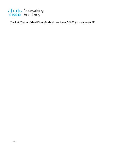 13 1 3 Packet Tracer Identify Mac And Ip Addresses Ilm Pdf Protocolos De Internet