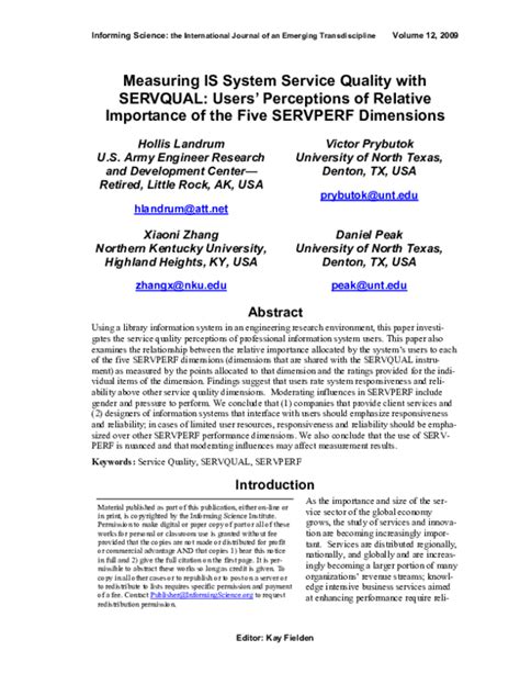 Pdf Measuring Is System Service Quality With Servqual Users Perceptions Of Relative