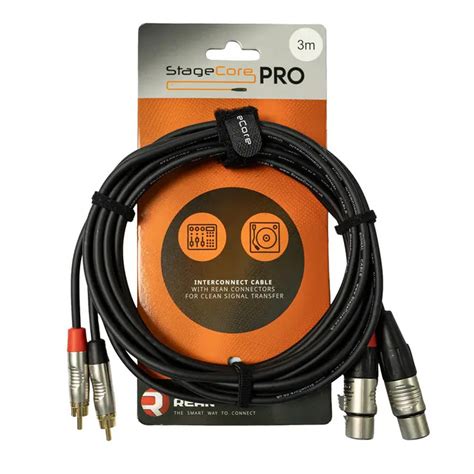Stagecore Pro 3m Twin Rca Male To 2x Xlr Female Cable With Rean Connec