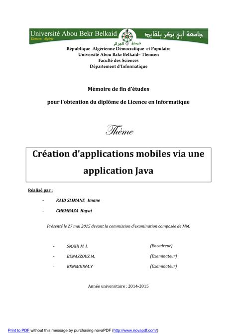 Creation Dapplications Mobiles Via Une Application Java Pdf