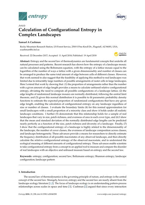 Pdf Calculation Of Configurational Entropy In Complex Landscapes