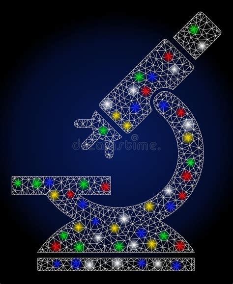 Colorful Mesh Wire Frame Labs Microscope With Color Light Spots Stock