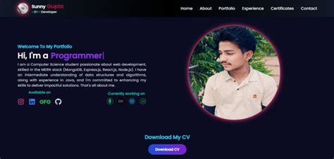 Sunny Gupta On Linkedin Portfoliowebsite Reactjs Tailwindcss Nodejs Webdevelopment 13