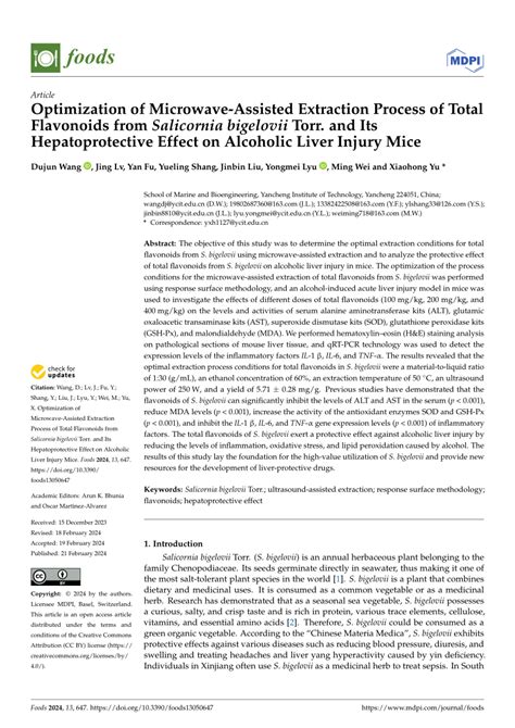 Pdf Optimization Of Microwave Assisted Extraction Process Of Total Flavonoids From Salicornia