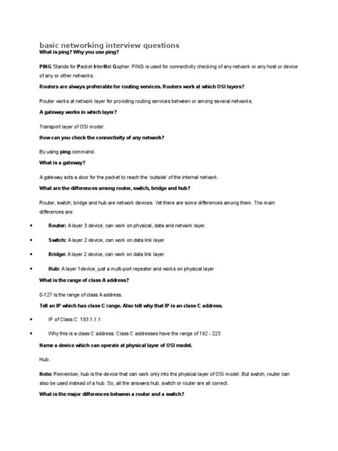basic networking interview questions pdf osi model computer network