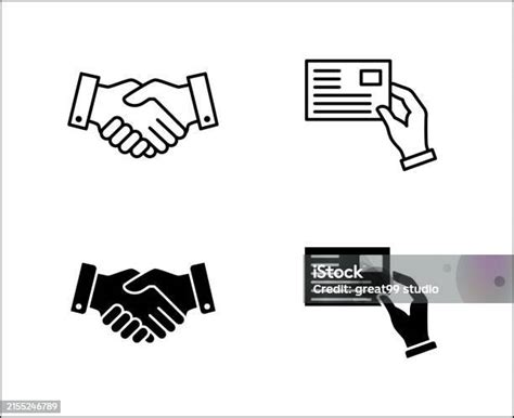 핸드셰이크 아이콘입니다 명함 아이콘입니다 거래 계약 기호입니다 벡터 스톡 일러스트 흰색 배경에 고립되어 있습니다 벡터 로고 디자인 템플릿 개념에 대한 스톡 벡터 아트 및
