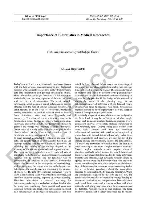 Pdf Importance Of Biostatistics In Medical Researches
