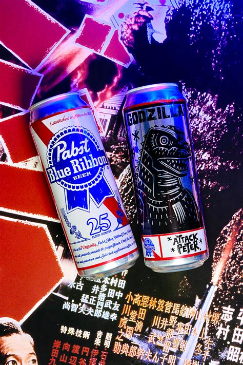 Pabst Blue Ribbon Celebrates Godzillas 70th Birthday With Limited Edition Art Cans Maxim
