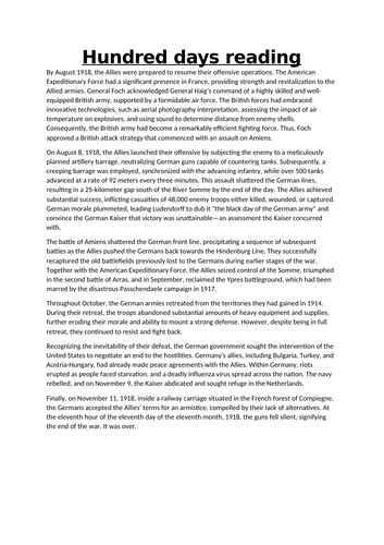 Igcse Edexcel Cause And Course Of Ww1 Paper 1 A1 Teaching Resources