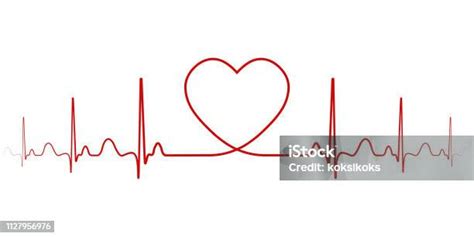 심장 한 줄 긍정적인 감정 사랑과 영감 해피 발렌타인의 날의 상징 하트 비트 벡터 리듬 맥박 추적에 대한 스톡 벡터 아트 및