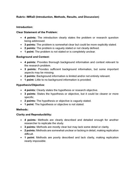 Rubric Imrad Abstract Download Free Pdf Accuracy And Precision Information