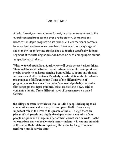 Radio Formats Unit 2 Topic 1 Pdf Radio Broadcasting Broadcasting Radio Formats Unit 2 Topic 1 Pdf Radio Broadcasting Broadcasting