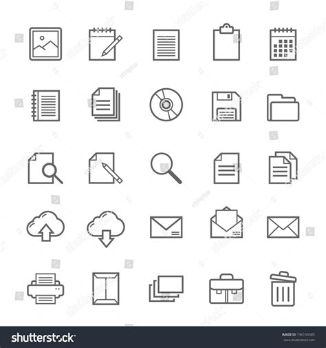 Set Outline Stroke Document Icons Vector Stock Vector Royalty Free 196133585 Shutterstock