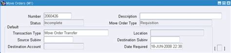 The Requisition Move Order In Oracle Inventory R12