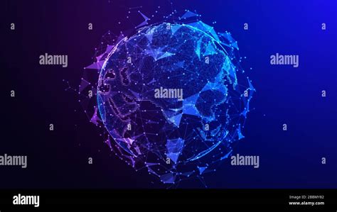 Global Network Connection Concept Background With Planet Earth Internet And Technology Blue