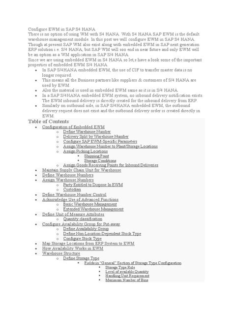 Configure Ewm In Sap S4 Hana Pdf Warehouse Business Process Management