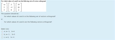 solved for which values of a and b are the following sets of