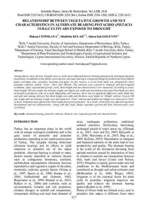 Pdf Relationship Between Vegetative Growth And Nut Characteristics In