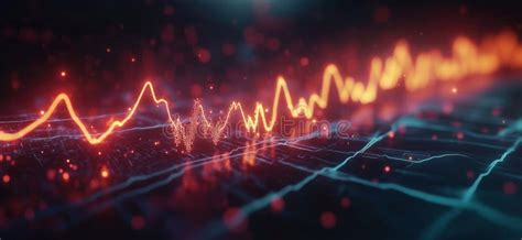 Dynamic Digital Waveform Visualization With Glowing Orange And Blue