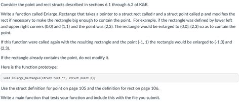 Solved Consider The Point And Rect Structs Described In Chegg