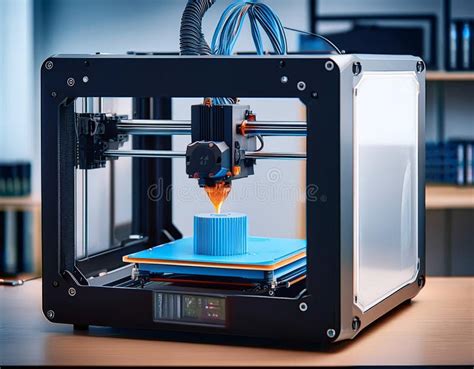 3d Printer Creating A Prototype In A Lab Stock Illustration
