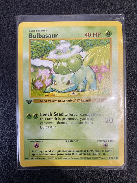 1999 Pokemon Base Set 1st Edition Shadowless Bulbasaur Card 44102 Ebay