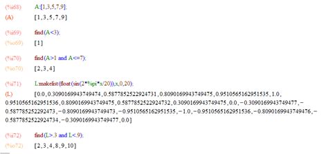 A Matlab Like Find Function For Maxima The Maximalist