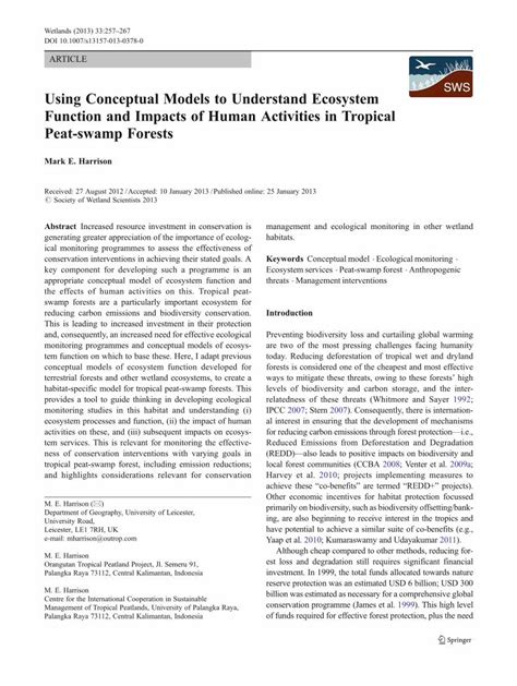 Pdf Harrison 13 Conceptual Models Ecosystem Function And Human