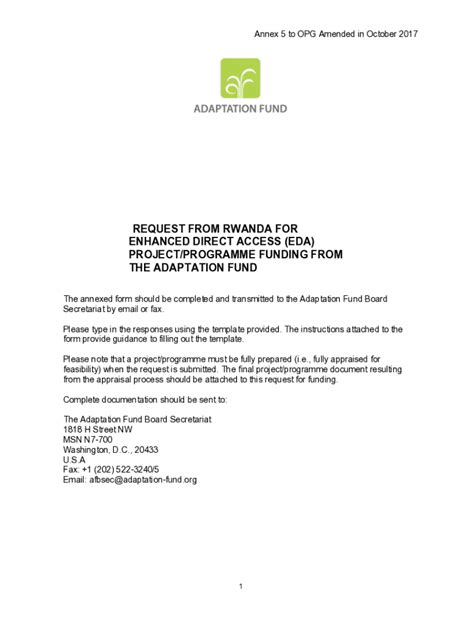 Fillable Online Project Programme Proposal To The Adaptation Fund Fax Email Print PdfFiller
