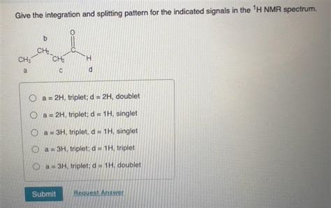 Solved Give the integration and splitting pattern for the | Chegg.com