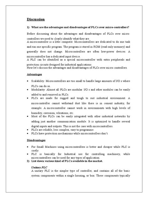 what are the advantages and disadvantages of plcs over micro pdf