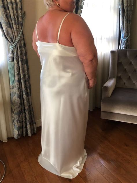 Plus Size Ivory Maxi Silk Satin Dresscream Extra Full Length Slip