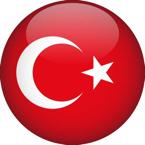 Turkey 3d Rounded Flag Button Premium Vector