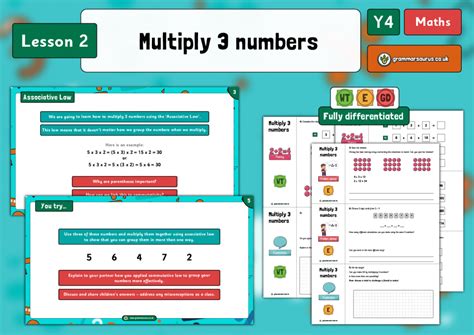 Year 4 Multiplication And Division Part 2 Multiply 3 Numbers Lesson 2 Grammarsaurus