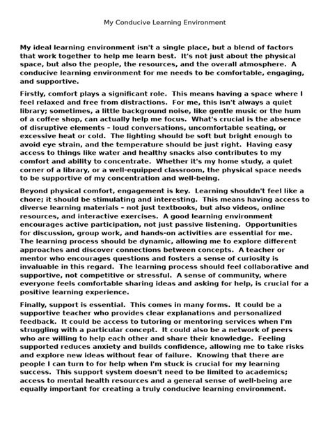 Conducive Learning Environment Pdf Learning Classroom