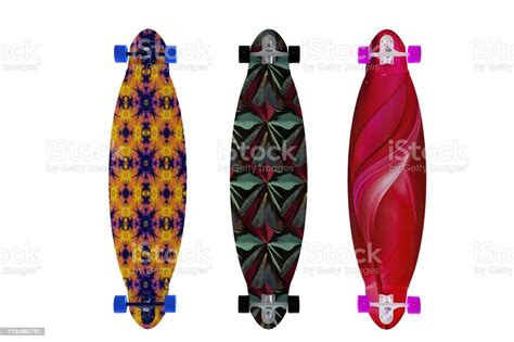 흰색 3d 렌더링에 격리 된 스케이트 보드 하단보기의 집합입니다 0명에 대한 스톡 사진 및 기타 이미지 0명 3차원 형태 디자인 Istock