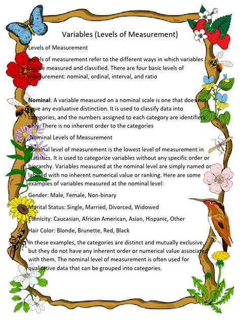Variables Levels Of Measurement Pdf