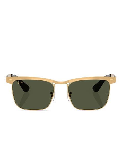 Ray Ban Wayfarer Deluxe Sunglasses Gold Farfetch