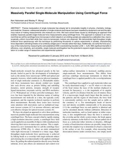 Massively Parallel Single Molecule Manipulation Using Centrifugal