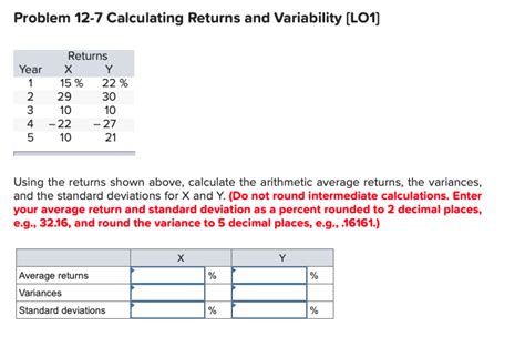 solved problem 12 7 calculating returns and variability