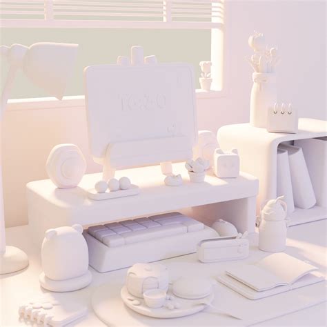 3d Cute Desk Behance