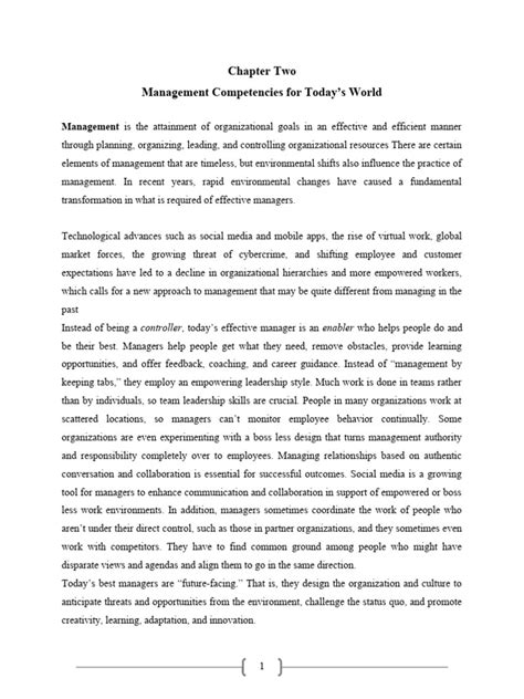 Chapter Two Management Competencies For Today Pdf System