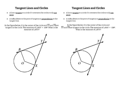 Tangent Lines And Circles Notes Tangent Lines And Circles A Line Is