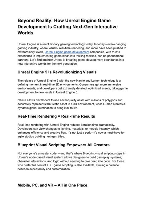 PPT Unreal Engine Game Development PowerPoint Presentation Free Download ID