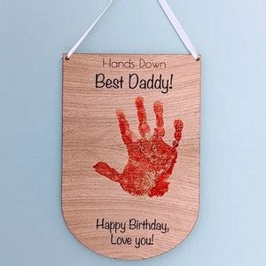 Personalised Handprint Wood Sign Hands Down Best Daddy Daddy Birthday