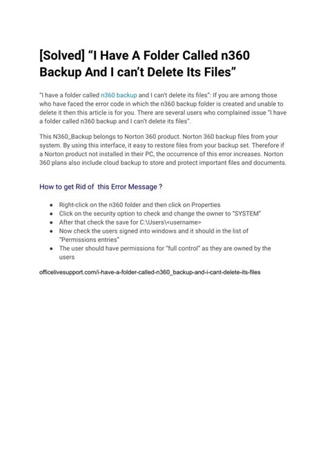 Ppt Solved “i Have A Folder Called N360 Backup And I Cant Delete
