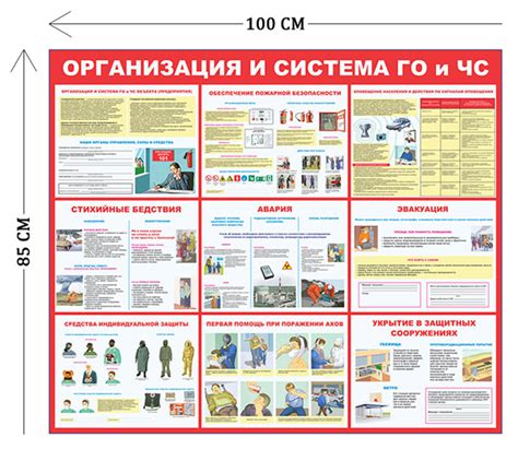 Стенд Организация и система ГО и ЧС 85х100см (9 плакатов ...