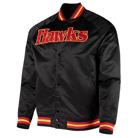 Full Snap Hardwood Classics Atlanta Hawks Black Jacket
