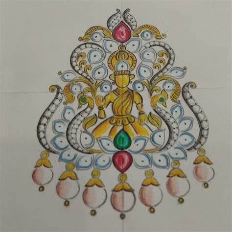 Laxmi Pendant Ganesha Pendant Drawing Lakshmi Motif Jewelry Design